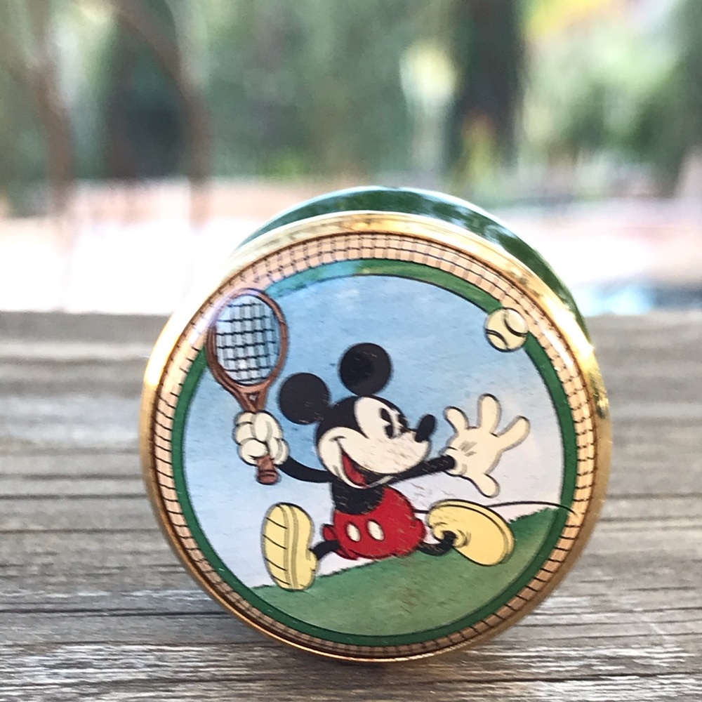 Rare Halcyon Days Mickey Playing Tennis Trinket - Gem